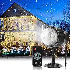 Christmas Projector Light Elec3 Outdoor Snowfall LED Projector Waterproof Rotating Snow Projection with RF Remote Snow Decorative Projector for Christmas, Halloween Party, Wedding, Garden Decoration