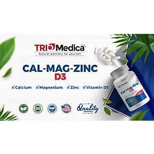 Cal-Mag-Zinc D3 Dietary Supplement (Calcium Magnesium Zinc & Vitamin D3) | Immune, Bones & Teeth Support | Non-GMO | Vegan | Gluten Free | Dairy Free | Kosher | 60 Softgels | (60 Count (Pack of 1))