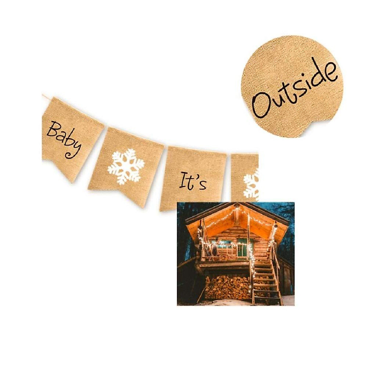 Christmas Banner Baby It's Cold Outside Printed Bunting Banner Christmas Tree Garland Holiday Bunting Home Garden Indoor Outdoor Banner Christmas Home Party Decorations