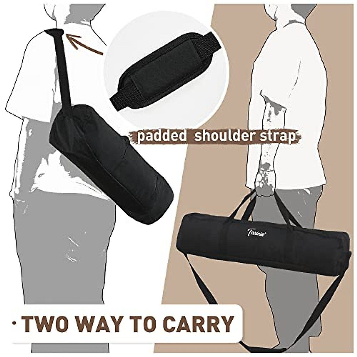 Tirrinia 26x26in Bamboo Picnic Table with Carrying Bag + Free Picnic Pad, Outdoor Portable All-Purpose Table for Concerts, Camping, Beach, Tailgating, Patio, Kitchen, Living Room