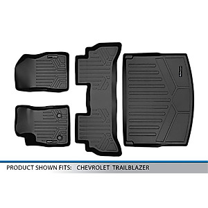 SMARTLINER Custom Fit 2 Row Floor Mats & Cargo Liner Behind 2nd Row (Upper Deck) Set Black Compatible with 2021-2022 Chevrolet Trailblazer (FWD only)