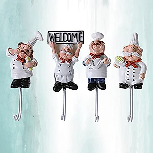 Cabilock Towel Hook 4 pcs Decor Mounted Steel Keys Heavy Rack Kitchen Bathroom Duty Resin Hanging Hook Chef Wall Accessories Door Coat Towels Hooks Adhesive Hanger for Stainless Cartoon Towel Hooks