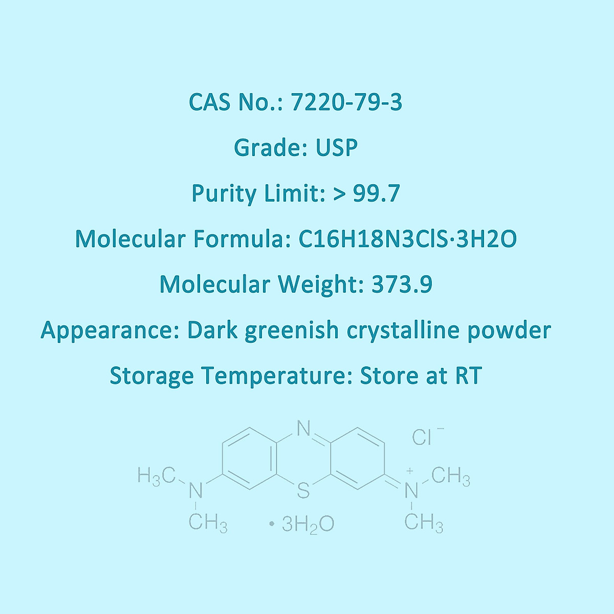 Methylene Blue Powder 6 Grams (Dark Greenish Crystalline) USP Grade - Prepare 600 mL 1% Solution