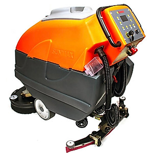 SUNMAX RT120 34" Self-Propelled Commercial Floor Scrubber Machine - 33-Gal Tank, Dual Brushes, Battery Powered, High Efficiency for Large Areas