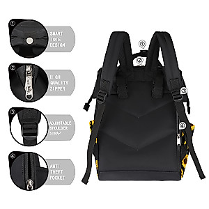 TropicalLife Sunflower Art Painting Diaper Backpack Large Capacity Baby Bags Multi-Function Zipper Casual Travel Backpacks for Mom Dad Unisex