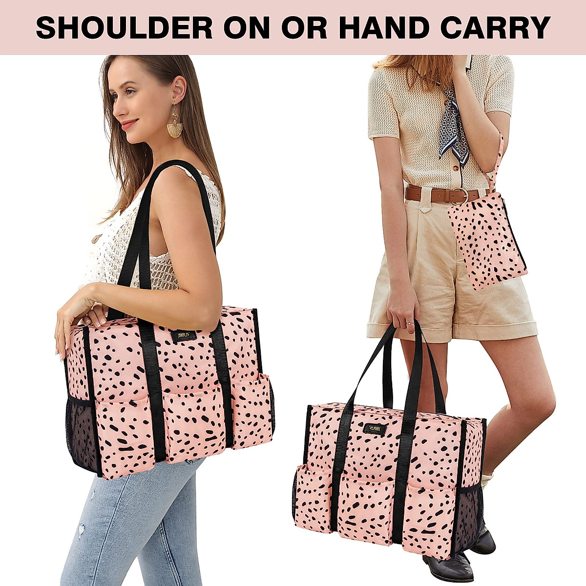 IBFUN Utility Tote Bag with 14 Exterior Interior Pockets Zip Top Teacher Tote Bag for Teacher/Work Women(Medium)