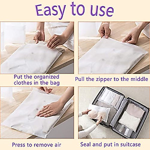 newlng Frosted Resealable Poly Bags Travel Storage Bags Set for Clothes Hospital Bags Waterproof Luggage Organiser Pouches Ziplock Bags for Shoes Cosmetics School 24Pcs ( 5 Size)