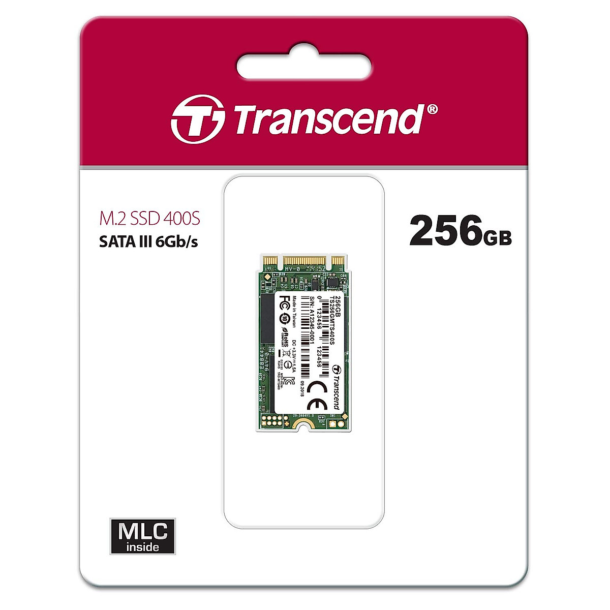 Transcend 256GB SATA III 6Gb/s MTS400 42 mm M.2 SSD Solid State Drive (TS256GMTS400)