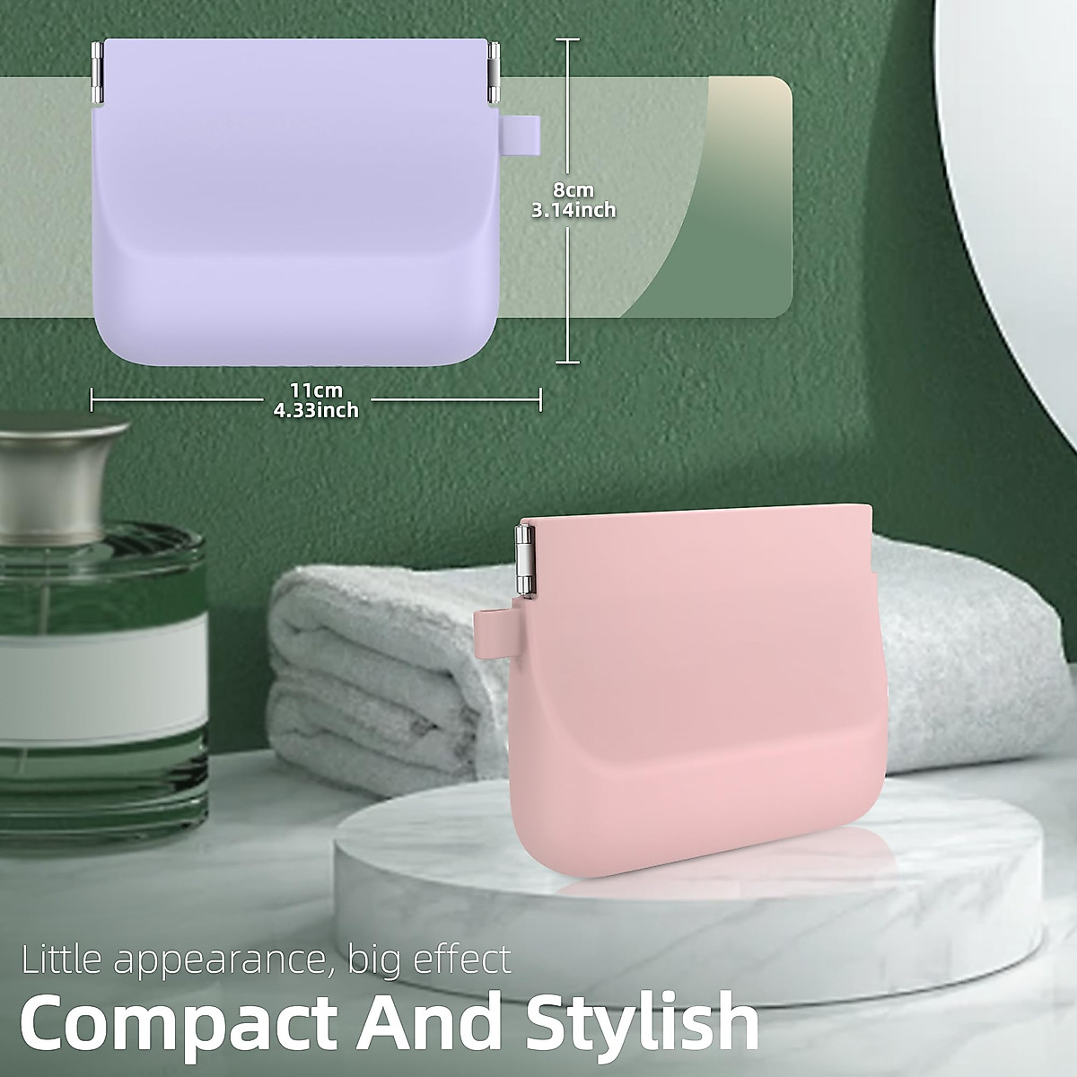 Nearockle 2 Pack Silicone Retainer Case with Lanyard, Soft Denture Case with Vent Holes Compatible for Invisalign, Portable Mouth Guard Case Travel Containers (Pink+Purple)