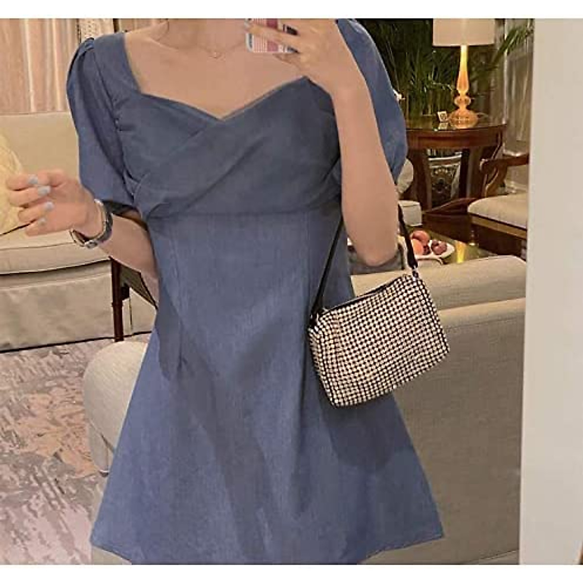 Allsolvable Rhinestone Crossbody Bags Women Blingbling Sparkle Clutch Purse Crystal Clutch Shoulder Handbags Silver