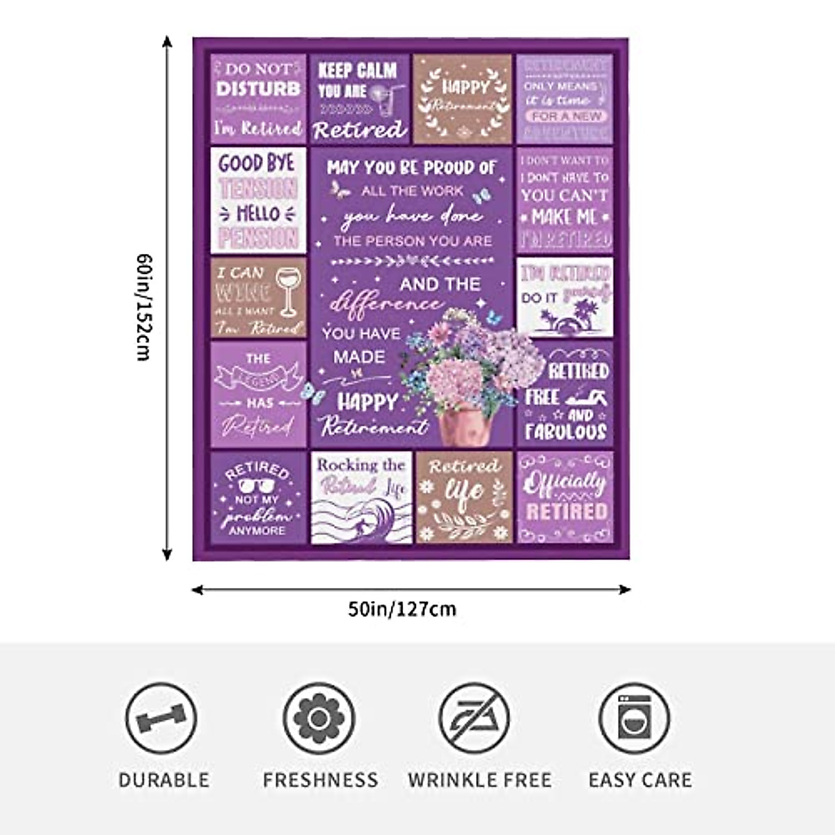 Retirement Blanket Gifts, Retirement Blanket Gifts for Women 50 * 60 Blanket Retirement Blanket Gift Coworker Friends, Retirement Blanket Party Decorations