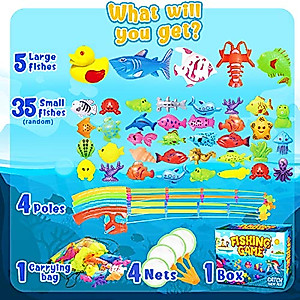 GoodyKing Magnetic Fishing Game Pool Toys for Kids - Bath Outdoor Indoor Carnival Party Water Table Fish Toys for Kids Age 3 4 5 6 Years Old 2 Players Gift (Large)
