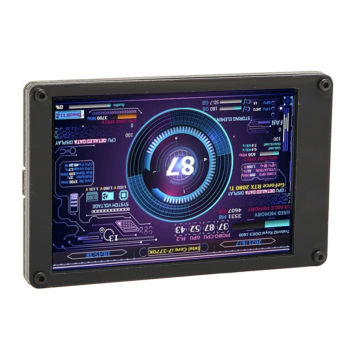 3.5 Inch PC Sensor Panel Display,Computer Temp Monitor, Mini Screen Temperature Display PC CPU Data Monitor for PC CPU RAM Data, 360 Degree Rotation Sub Screen for Computer Case, Computer Temp Mo