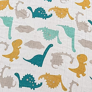 Catteyonce Swaddle Blankets, 4 Pack Breathable Muslin Swaddle Blankets, Cotton Soft and Comfortable Receiving Blanket for Newborn Boys and Girls, Orange/Giraffe, Large 44 "x 47 "