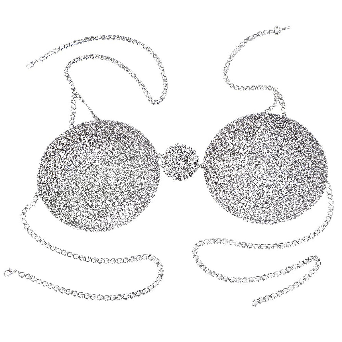 Sparkly Crystal Bra Chain Round Rhinestone BIkini Top Cover Chest Body Chain for Women Sexy Summer Beach Nightclub Part Body Jewelry