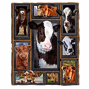 ChriHome Flannel Blanket 3D Young Cow Super Soft Plush Throw Blanket Warm Sofa Couch Travel Bedding Blankets Comfy Bedspread Home Decor Blanket (60'' x 50'')
