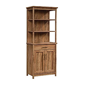 Sauder Coral Cape Library with Doors, L: 26.77" x W: 16.18" x H: 66.97", Sindoori Mango Finish