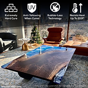 Deep Pour Epoxy Resin Kit Crystal Clear Liquid Glass 2 to 4 Inches Food Grade Safe Clear Epoxy Resin, Single Pour, Live Edge, River Tables and Wood Filler- 0.75 Gallon Clear Casting Resin Kit 2:1