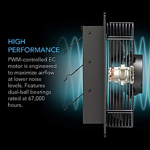 AC Infinity AIRLIFT S12, Shutter Exhaust Fan 12” with 10-Speed Controller, EC Motor - Wall Mount Ventilation and Cooling for Sheds, Attics, Workshops, and Greenhouses