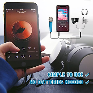 DELADOLA Mini Microphone,Portable Vocal Tiny Microphone, Asmr Microphone,Phone Microphone, Mini Karaoke Microphone for Voice Recording Chatting and Singing On iPhone,Android,Laptop Notebook（Blue）