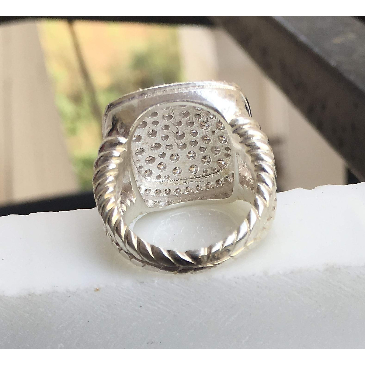 Gempara Designer Inspired 17 x 17mm Simulated 1.53ctw Pavé Diamonds Albion Ring Size 7 8 9 (6)