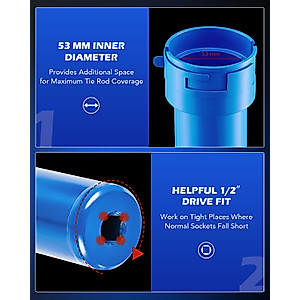 Orion Motor Tech Inner Tie Rod Removal Tool Kit, Inner Tie Rod Tool for Tie Rod Removal and Installation, Master Inner Tie Rod Tool Set with 12 Crowfoot Adapters 1/2 Inch Drive Tube and Tool Case (BK)