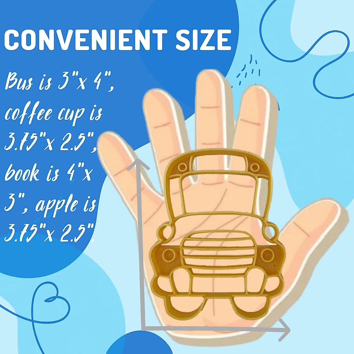 TEACHER COOKIE CUTTERS Education Themed Apple Coffee Latte Mocha Open Textbook Book And School Bus Cookie Cutters For First Day Of School Hundredth Day Teacher Aide Appreciation (4 Pack)
