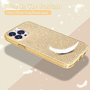 MATEPROX Compatible with iPhone 14 Pro Case Bling Sparkle Cute Girls Women Protective Cases for iPhone 14 Pro 6.1" 2022 (Gold)
