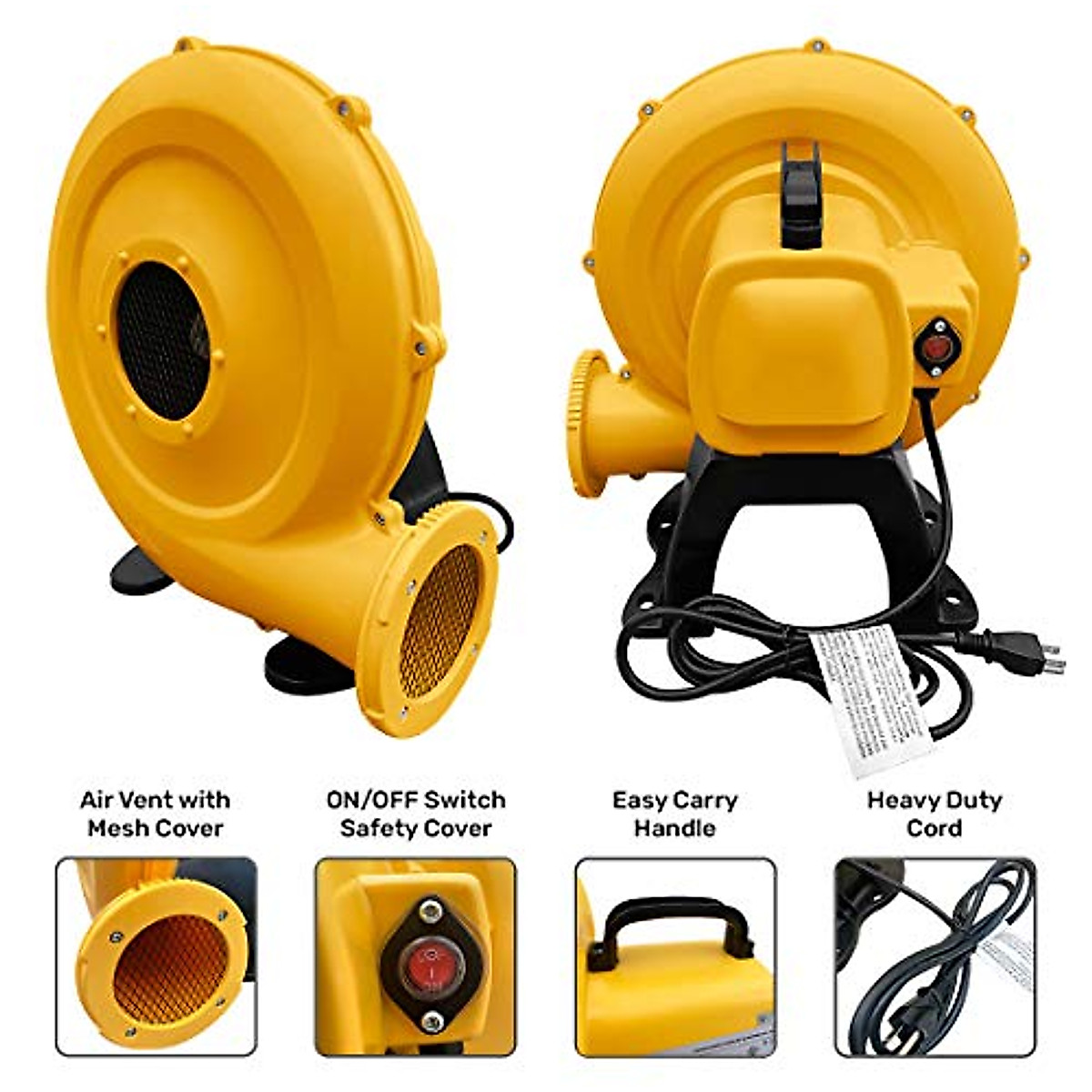 REH 0.75HP 750W Bounce House Blower Fan for Inflatable Bouncy Castles, Compact 6.5 Amp Air Blower Fan for Bouncy House for Kids