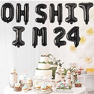 Oh I’m 24! Latex Balloons 16 Inch Black Hallo Twenty Five Cheers to 24 Years Old Theme Decor for Man Woman Happy 24th Birthday Party Photo Studio Prop Flag Decorations Favors Supplies