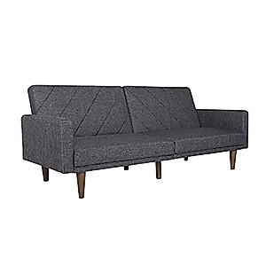 DHP Paxson Convertible Futon Couch Bed with Linen Upholstery and Wood Legs - Grey, Twin