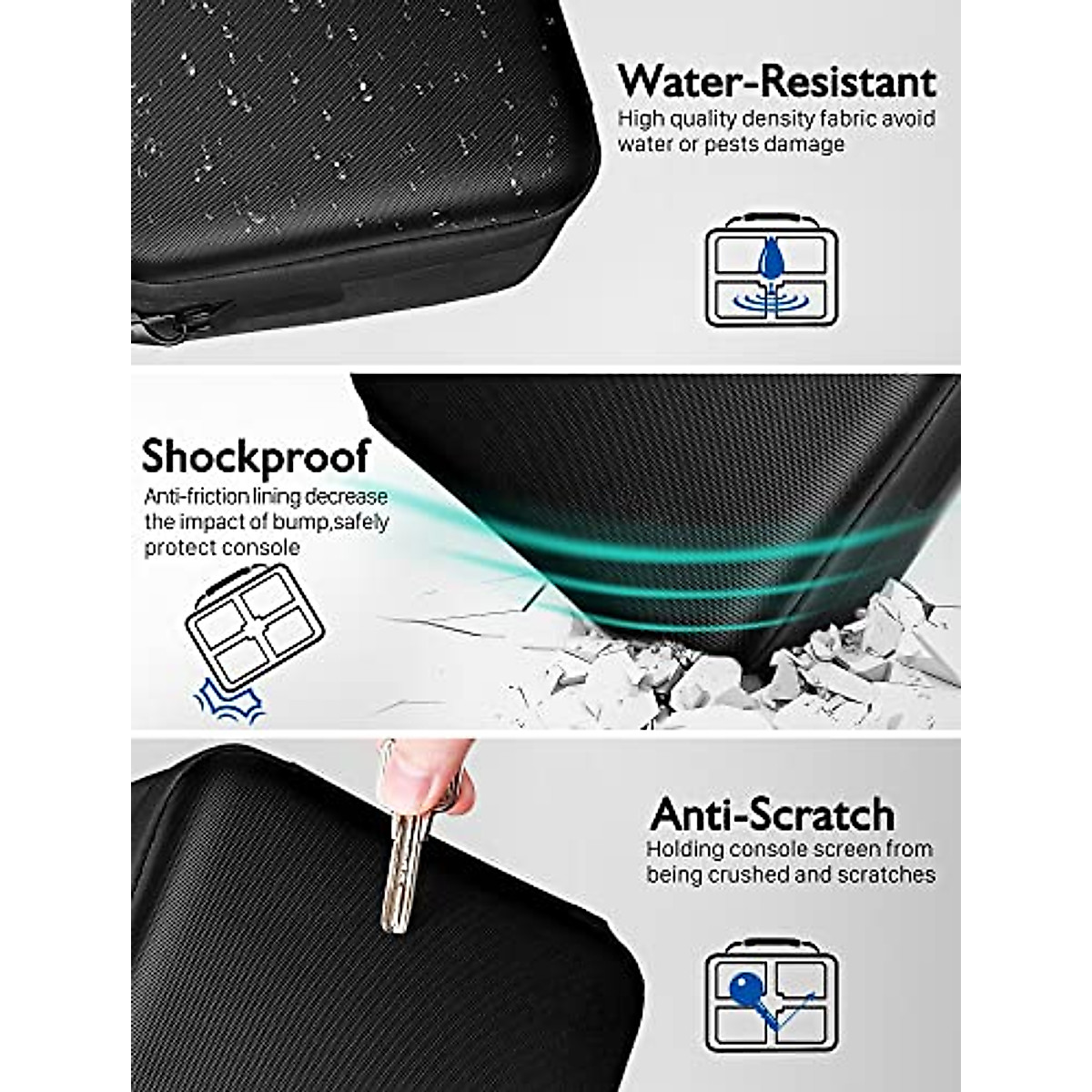 COOWPS Switch Carrying Case Compatible with Nintendo Switch and Switch OLED Model, with 21 Game Cards Storage Portable Full Protection Travel Case for Switch Console and Accessories, Black
