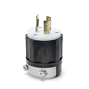 Leviton 2621 30 Amp, 250 Volt, NEMA L6-30P, 2P, 3W, Locking Plug, Industrial Grade, Grounding - Black-White