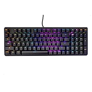 Mechanical Gaming Keyboard Compact 98 Key， Red Switches ， Custom Made chip Computer Keyboard -USB Connection Multi-Color Rainbow programmable RGB with Red Switches,for Windows PC Gamers
