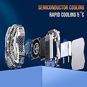 OCUhome Phone Cooler, P40 Universal Semi-Conductor Phone Radiator Portable Quick Cooling Stable Cooling Fan for Gaming Phone White