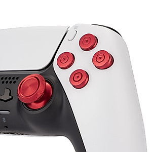 Avericht Metal ABXY Buttons Dpad Thumbsticks for PS5 Controller, Metal Aluminum Action Buttons & Dpad & Analog Stick Replacement Kit for PS5 Controller (Metal Red)