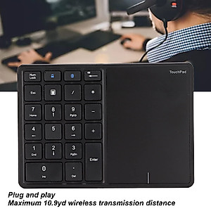 Sanpyl Numeric Keypad, 2 in 1 22 Keys 2.4G Touchpad Bluetooth 4.2 Number Pad, Type C Charging 500mAh Financial Accounting Keyboard, for Laptop, PC, Desktop(Black)