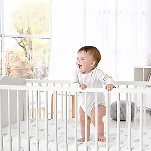 Sweet Jojo Designs White and Blue Boho Rainbow Boy or Girl Fitted Crib Sheet Baby or Toddler Bed Nursery - Slate Bohemian Celestial Sky Outdoors Nature Gender Neutral