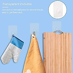 EINFAGOOD Large Traceless Adhesive Hook, Strong Wall Hook, Sticky Hook Suitable for Kitchen, Bathroom, Bedroom, Office (Transparent 10 Pcs)
