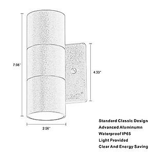 LMP Modern Outdoor Wall Light in 2 Lights Porch Light Patio Light with Black Aluminum Finish for Decoration,Garage 4Pcak Gray
