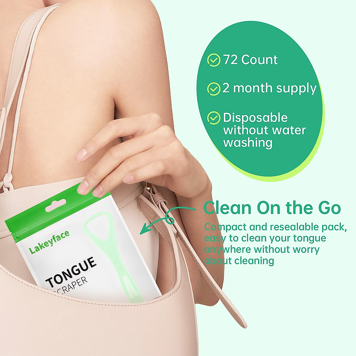 72 Counts Tongue Scrapers, BPA Free Tongue Cleaner Scrapers for Adults & Kids, Plastic Tongue Scrubber with Zipper Bag Great for Oral Hygiene,Easily Fresh Breath On The Go