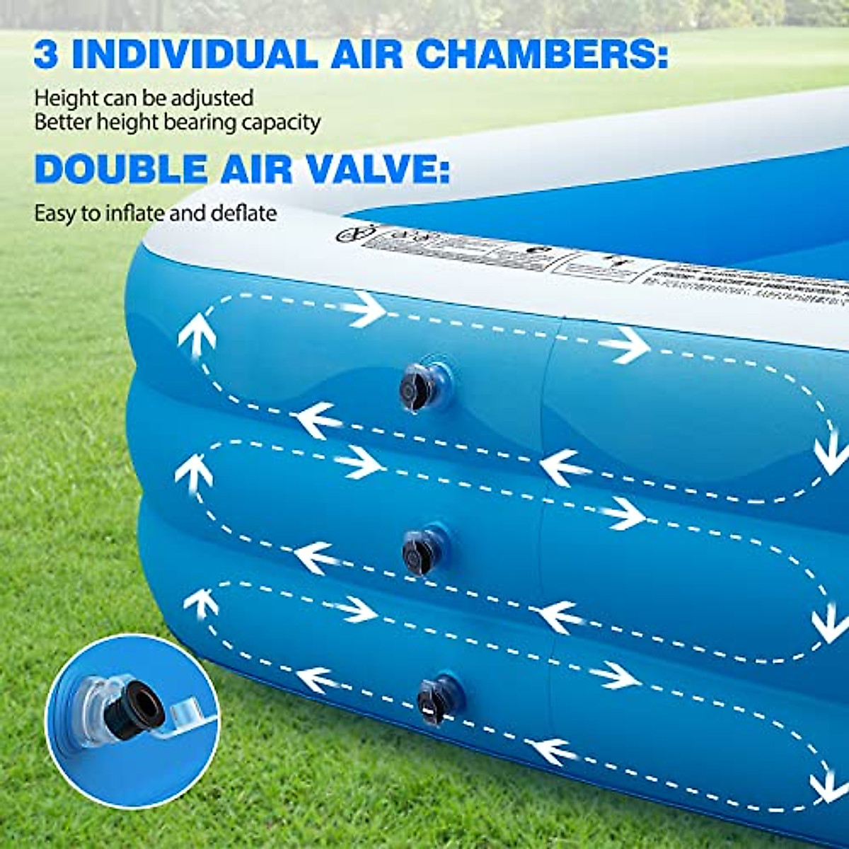 santabay Inflatable Pools, Kiddie Swimming Pool for Kids, Above Ground Pool 120" x 72" x 22" Full-Sized Blow Up Pools for Backyard Outdoor Family Pool for Toddler Adults Age 3+