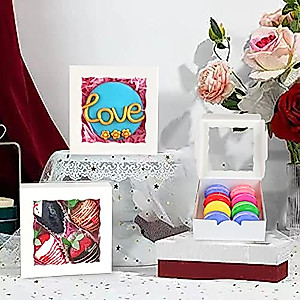 JCXGRVC 50PCS 5x5x2 Inch Bakery Boxes Chocolate Covered Strawberries Boxes for 4 Mini Cake Boxes Cookies Macaron Boxes Pie Boxes Browines boxes