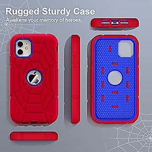 Grifobes Case for iPhone 12, Phone case iPhone 12 Pro for Boys, Thick Silicone 3-in-1, Heavy Duty Shockproof Rugged Rubber Protective Apple iPhone 6.1 inch 2020 Cover for Kids Children Men, Red+Blue