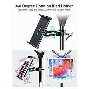 Elitehood iPad Stand with Ring Light for Online Video Conference, 3 Colors & 10 Brightness Computer Ring Light, Adjustable Desktop iPad Holder Stand for iPad Pro 12.9 11 Air Mini and 4-13’’ Tablet