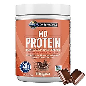 Garden of Life Norwegian Salmon & Chocolate Plant Based Protein with Pea & Fava Plus Immune Support with Probiotics for Digestion & Immunity – Dr Formulated MD – Non GMO, Carbon Neutral, 14 Servings