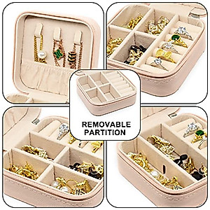 Small Jewelry Box, Travel Portable Jewelry Case for Ring, Pendant, Earring, Necklace, Bracelet Organizer Storage Holder Boxes, 1 pcs (Pink)