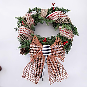 CSZD RIBBON 2.5inch Wide 10 Yards Wired Gift Wrapping Ribbon Black White Stripe Wired Ribbon for Gift Wrapping Crafts DIY Christmas Tree Decor, Wreaths, Bows Farmhouse (Black)