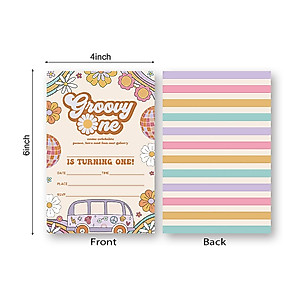 LoaHak Groovy One Birthday Party Invitations Card, Groovy One Party, Groovy One Birthday Invitation. (090)