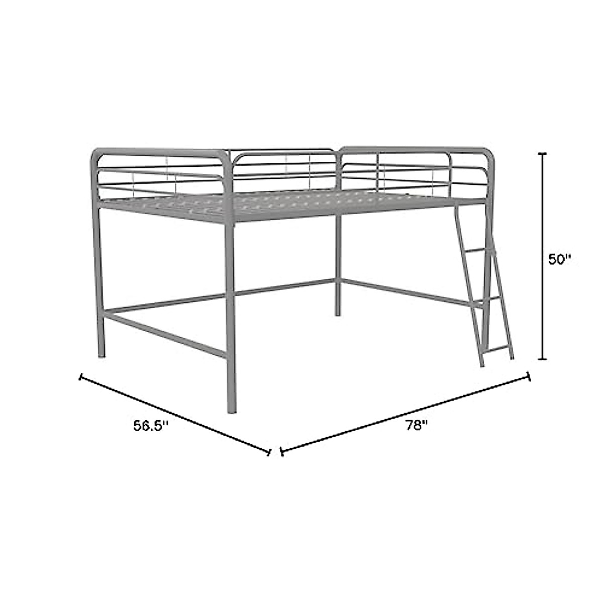 DHP Jett Junior Full Metal Loft Bed, Silver